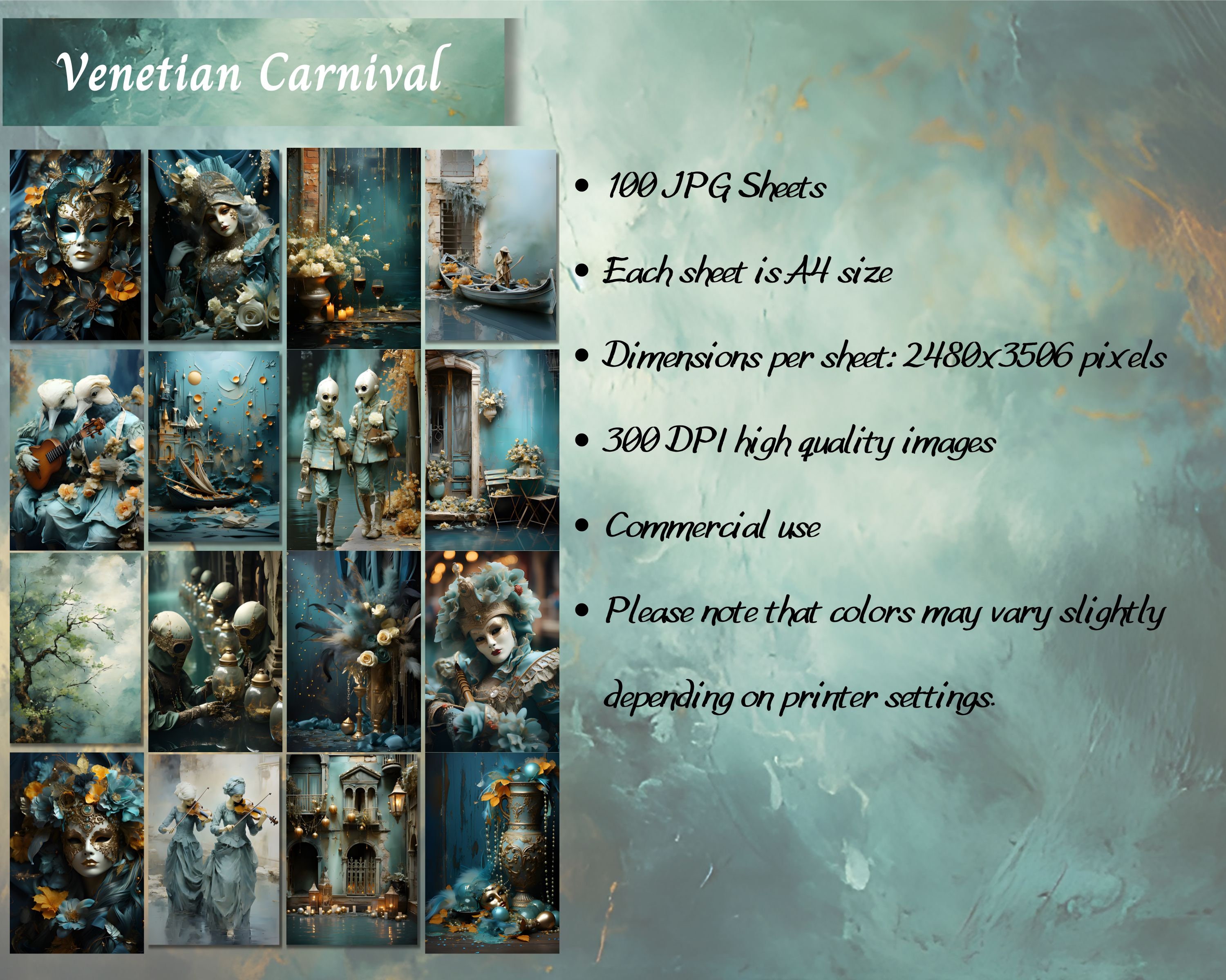 Venetian Carnival Junk Journal Paper, Vintage Printable Ephemera ...