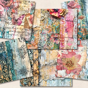 Boho Junk Journal Kit Paper, Distressed Abstract Bohemian Printable ...