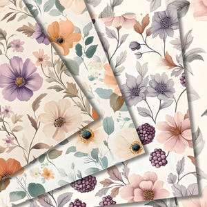 Pastel Floral Digital Paper, Shabby Chic Printable Ephemera, Flower ...