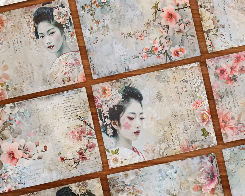 Japanese Junk Journal Pages, Vintage Japan Sakura Printable Ephemera ...