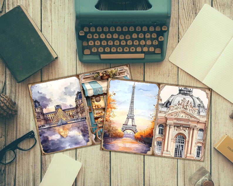 Vintage Paris Junk Journal Pages, France Printable Ephemera, Old Eiffel ...