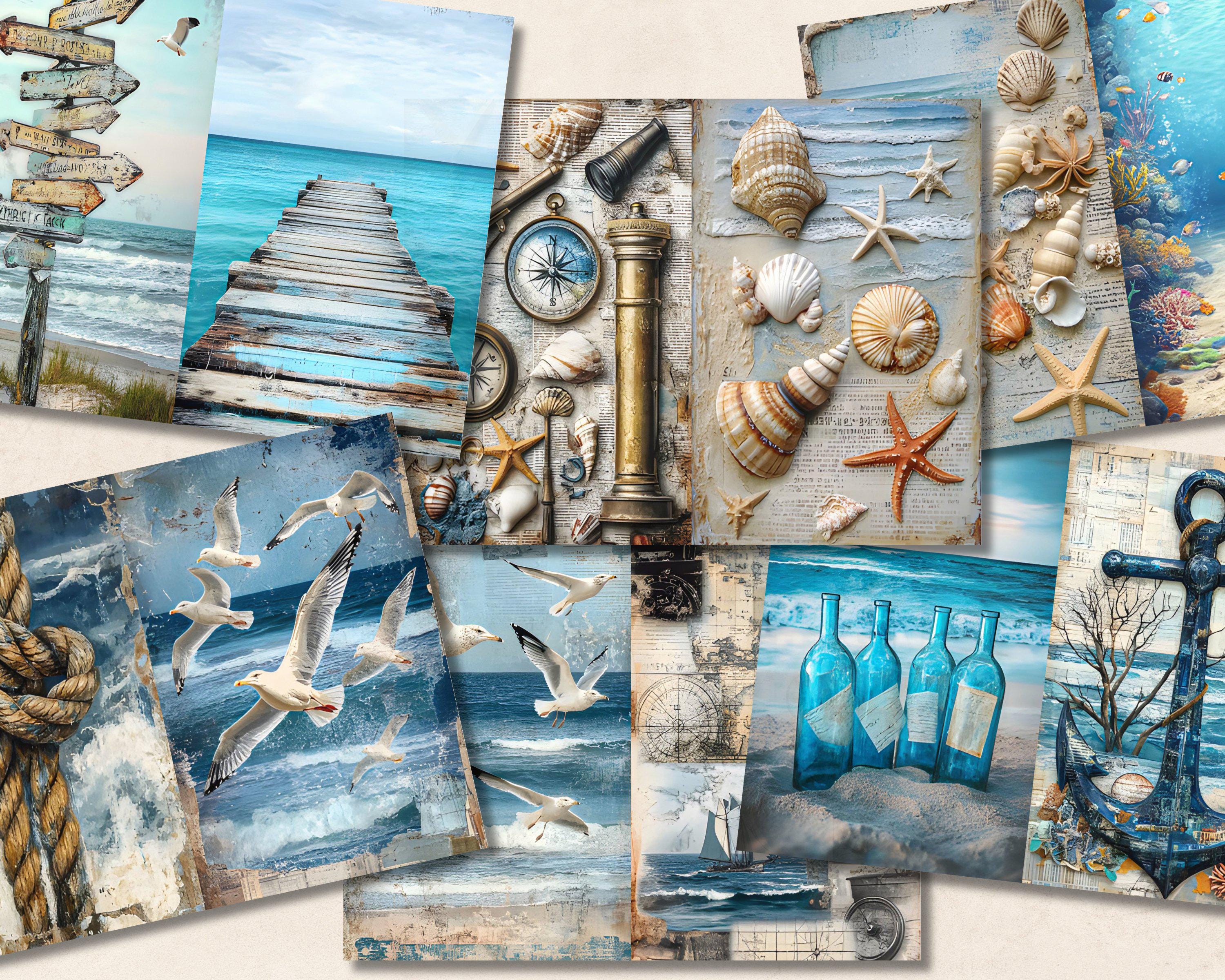 Coastal Junk Journal Page, Beach Seaside Sand Printable Ephemera ...