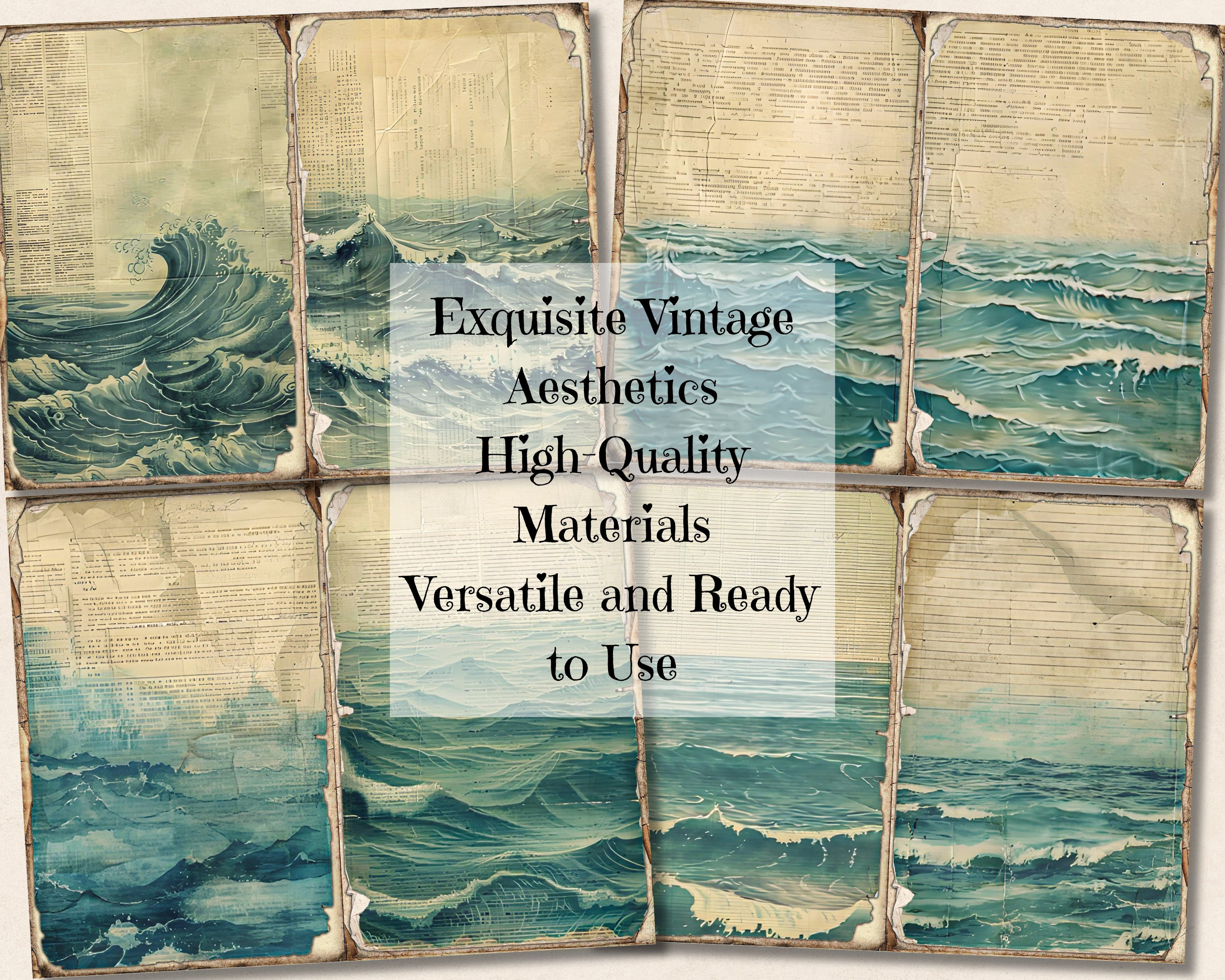 Lined Ocean Junk Journal Kit, Vintage Old Sea Printable Ephemera ...