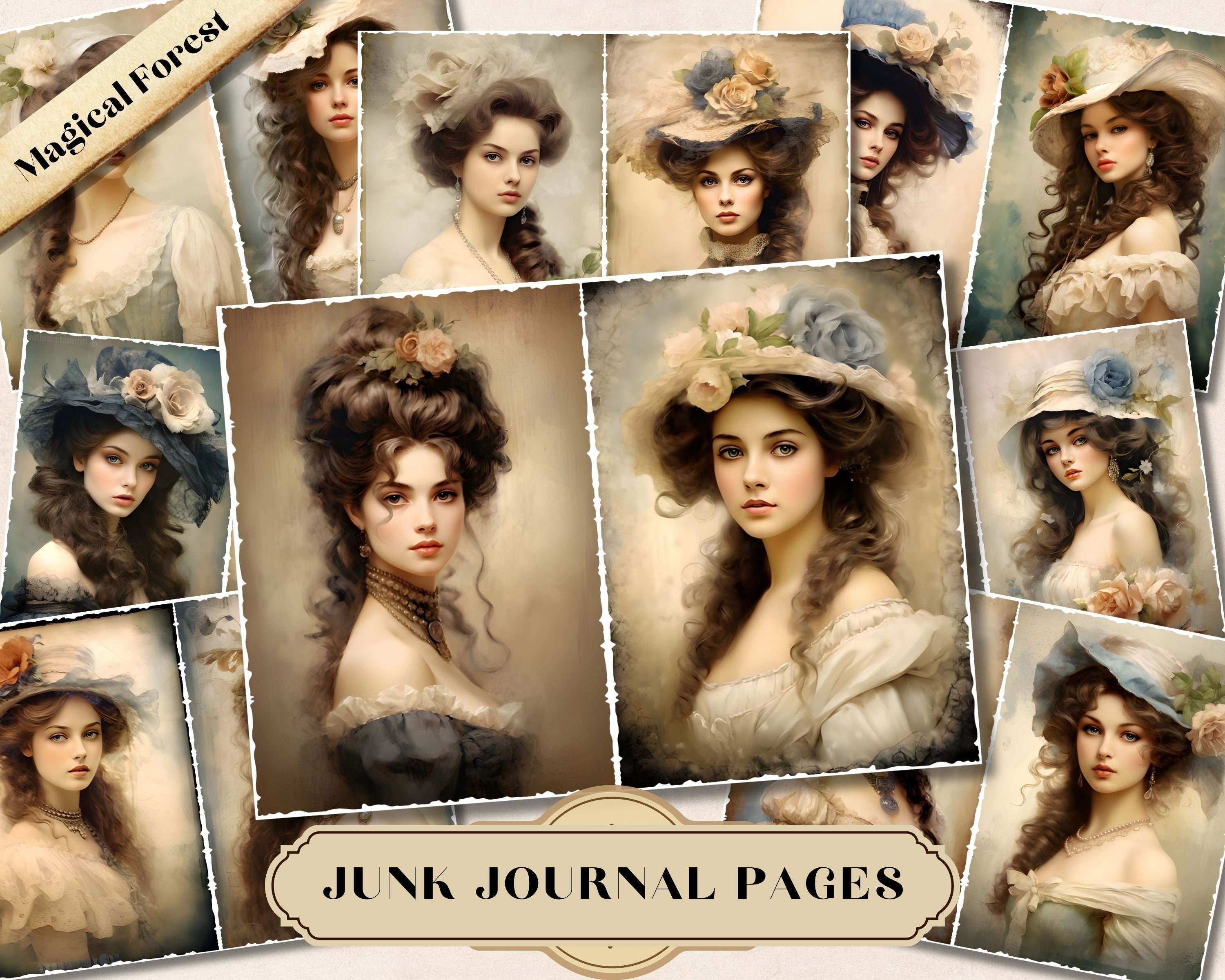 Victorian Lady Junk Journal Pages JPG, Journaling Kit, Pirntable ...