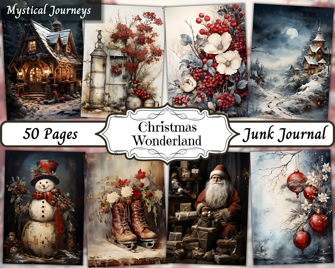 Christmas Junk Journal Pages Download Kit, Wonderland Junk Journal ...