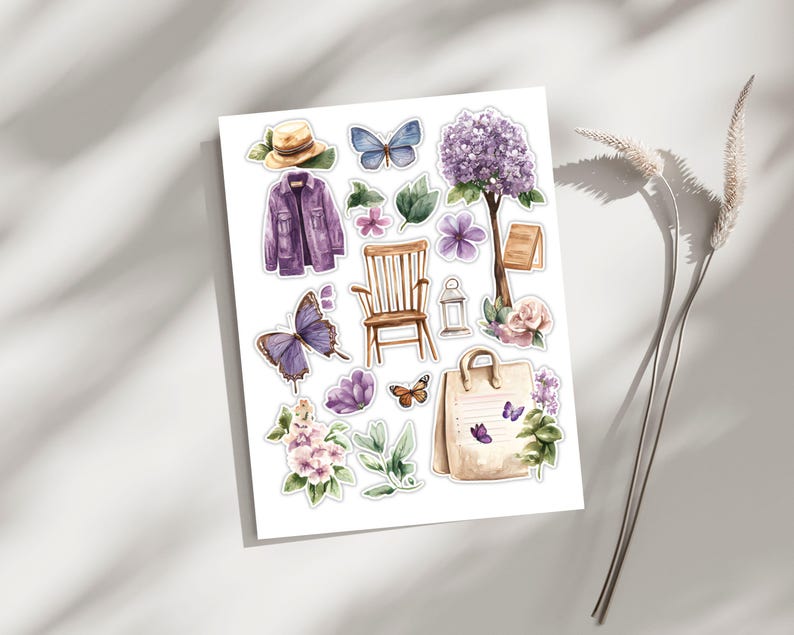 Wisteria Clipart Stickers PNG, Watercolor Floral Branches Borders ...