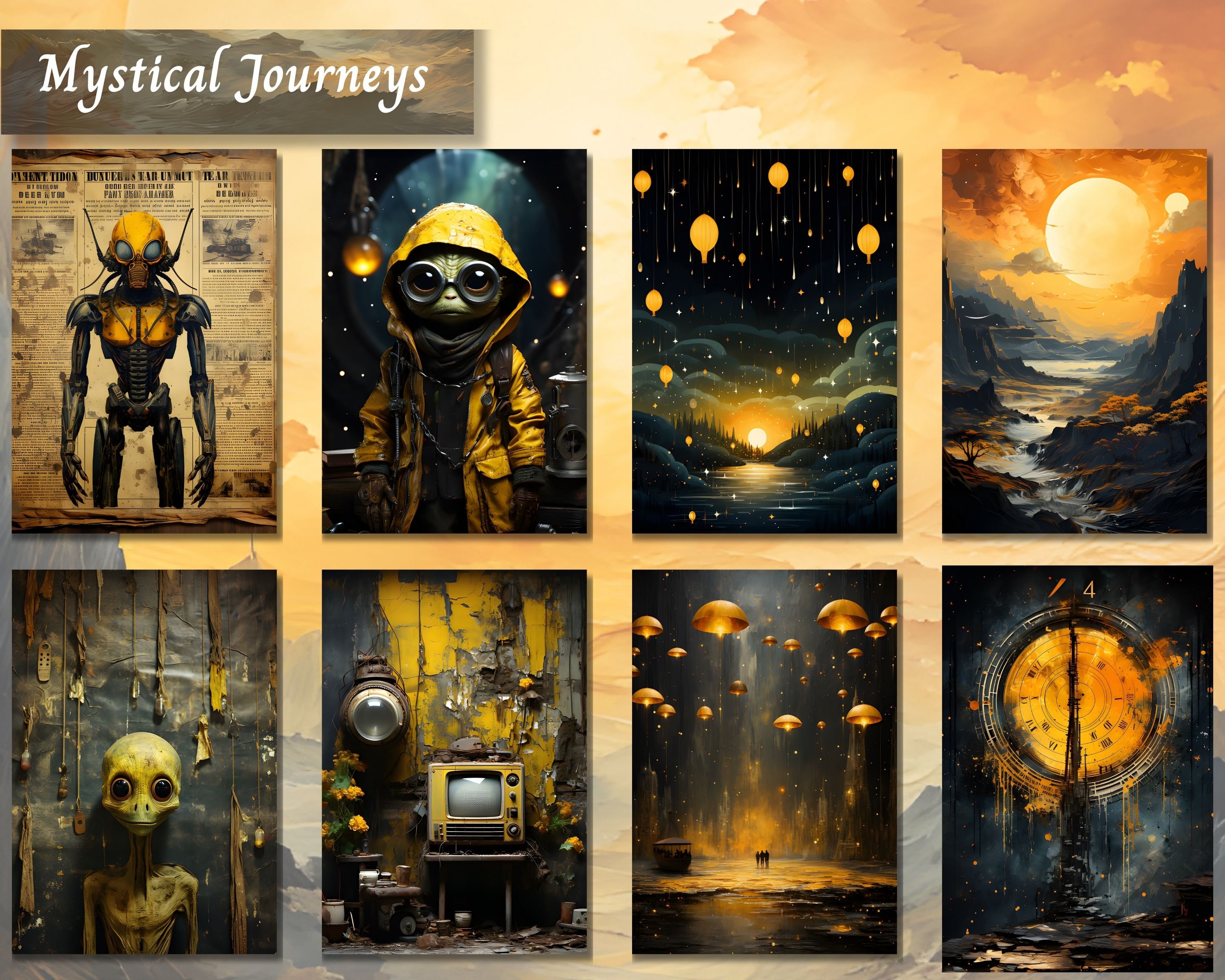 Space Aliens Junk Journal Paper, Digital Mixed Media, Printable ...