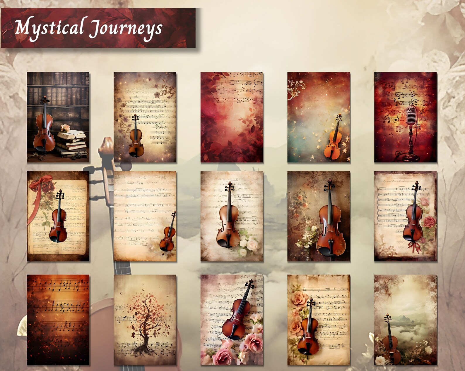 Music Theme Junk Journal Paper, Vintage Song Sheet Printable Ephemera ...