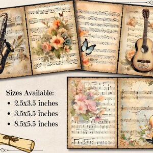 Vintage Music Junk Journal Pages: Decoupage Digital Art, Printable ...