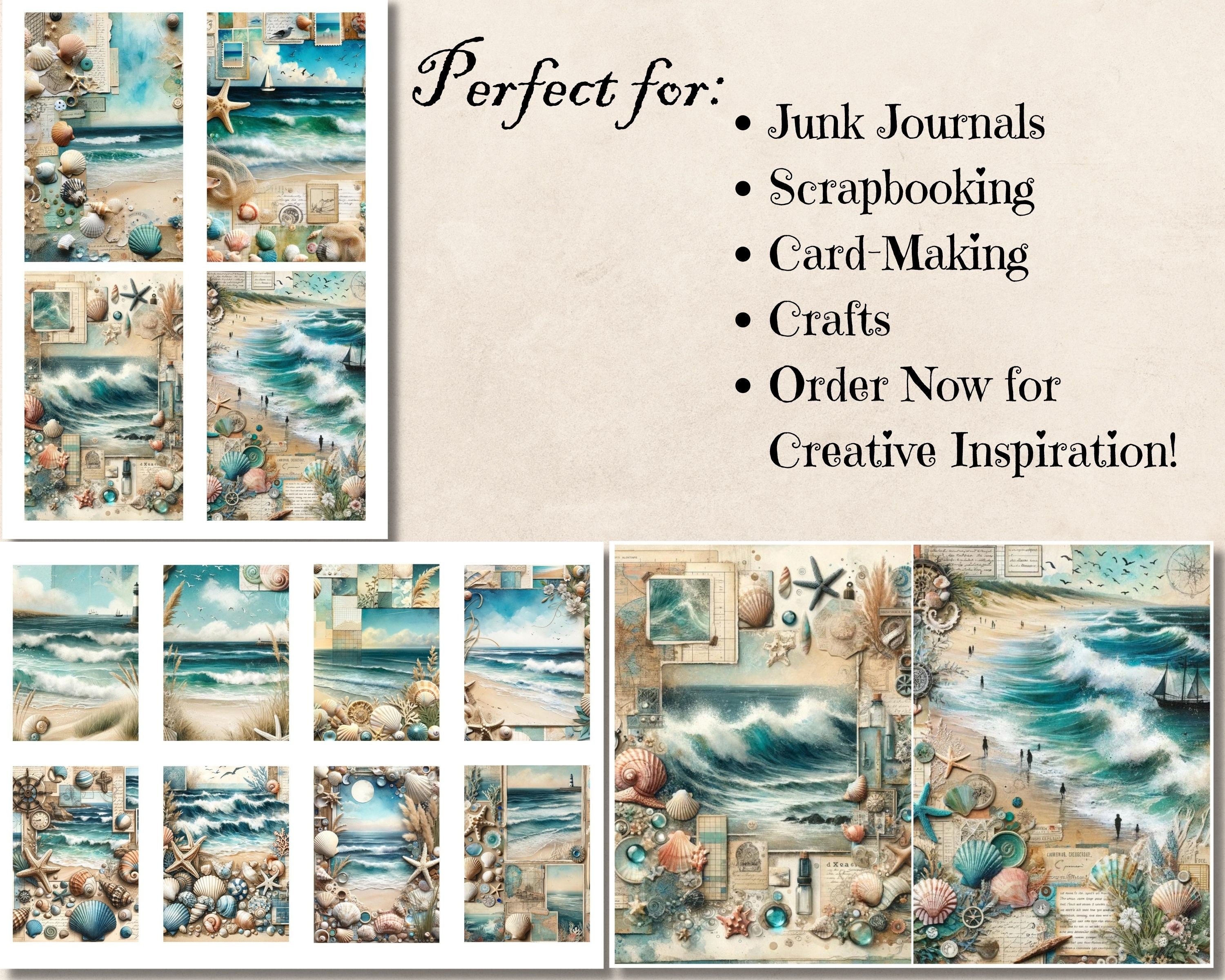 Coastal Junk Journal Pages, Beach Printable Ephemera, Ocean ...