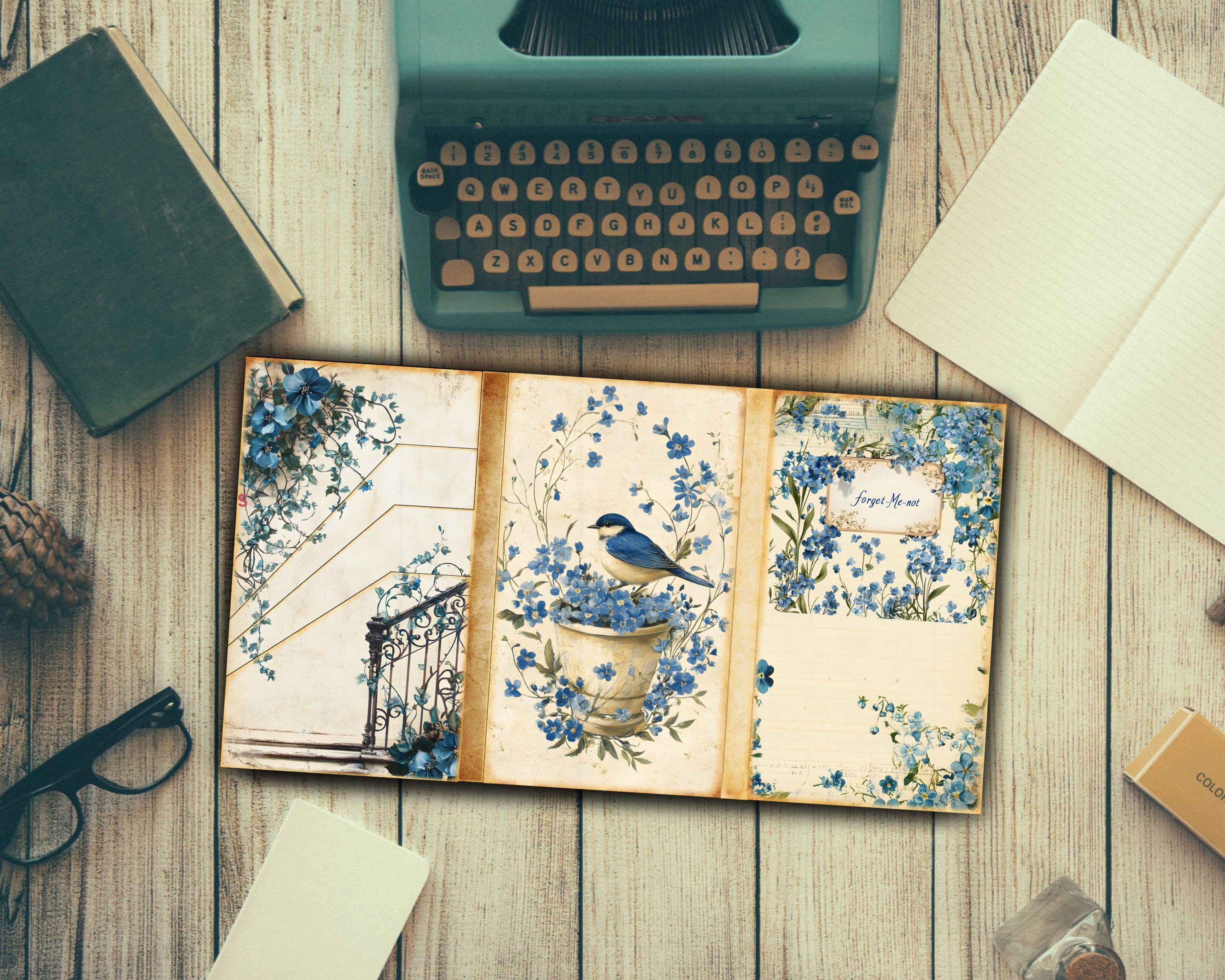 Forget-me-not Junk Journal Kit, Remembrance Printable Ephemera, Vintage ...