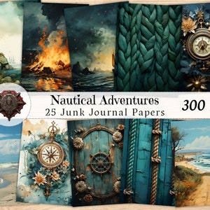 Nautical Adventures Journal Kit, Ocean Ship Vintage Junk Journal Paper ...