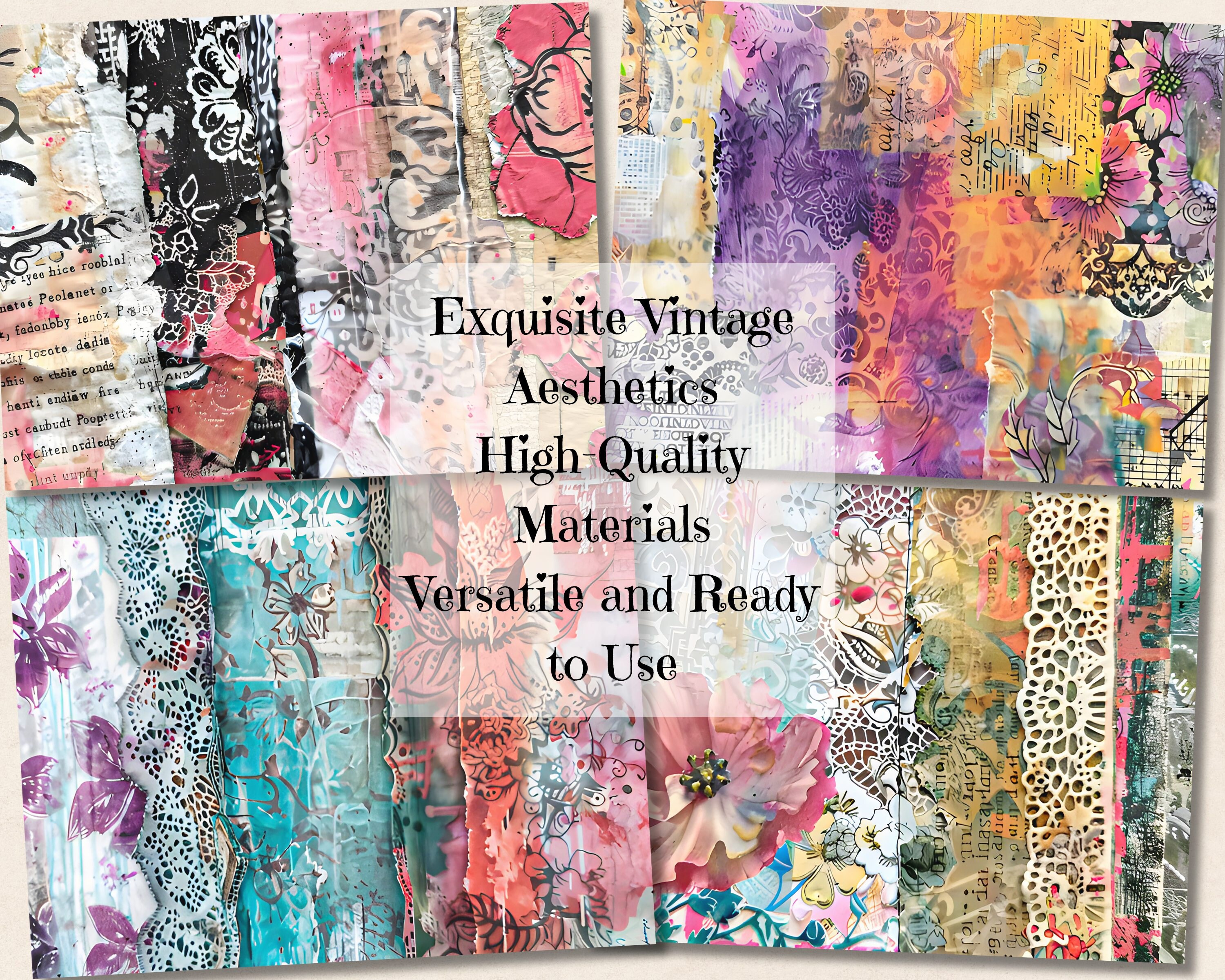 Boho Junk Journal Kit Paper, Distressed Abstract Bohemian Printable ...