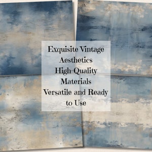 Old Blue Paper Textures Junk Journal, Watercolor Shabby Chic Printable ...