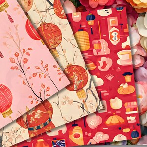 Chinese New Year Digital Paper Pattern, Asian Printable Ephemera Paper ...