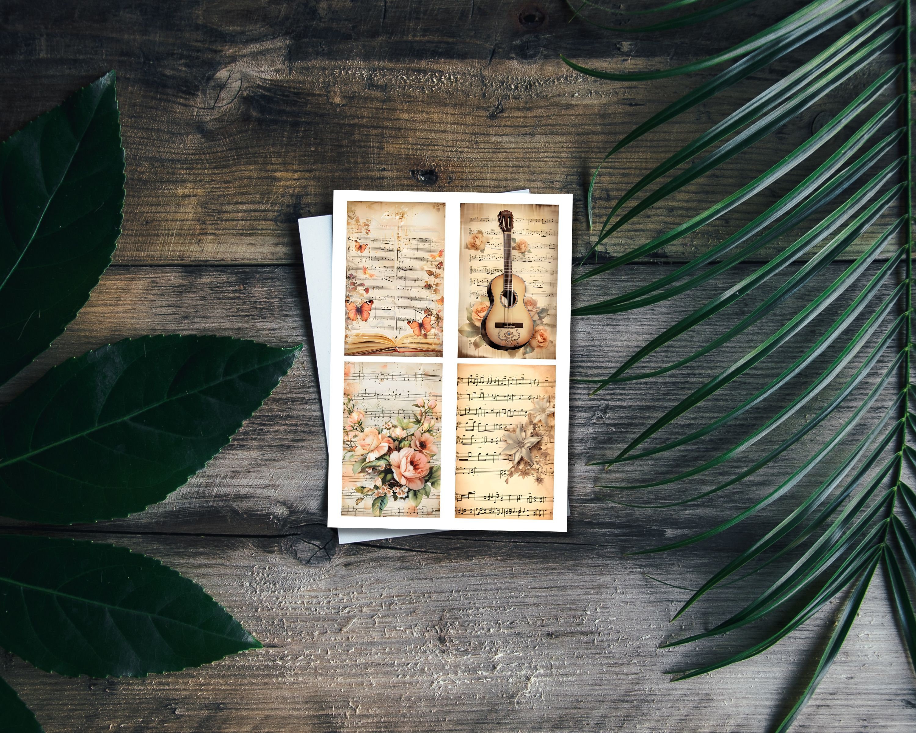 Vintage Music Junk Journal Pages: Decoupage Digital Art, Printable ...