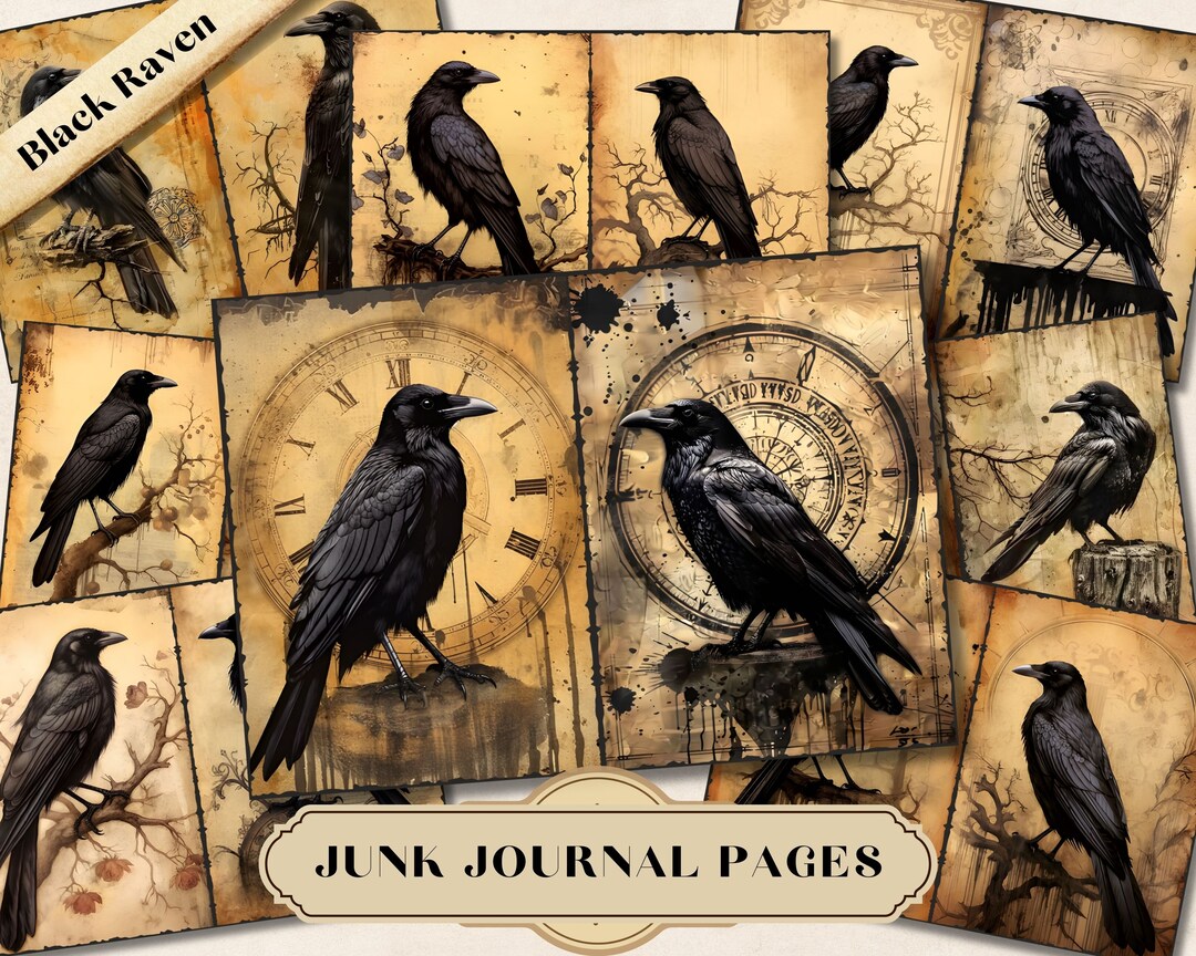 Black Raven Crow Junk Journal Kit, Bird Mixed Media, Journaling Kit ...