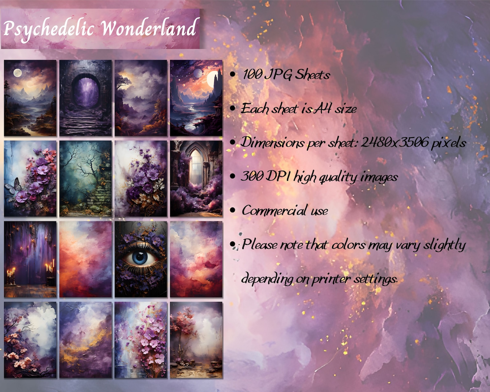 Psychedelic Junk Journal Pages, Groovy Scrapbook Paper, Neon Digital ...