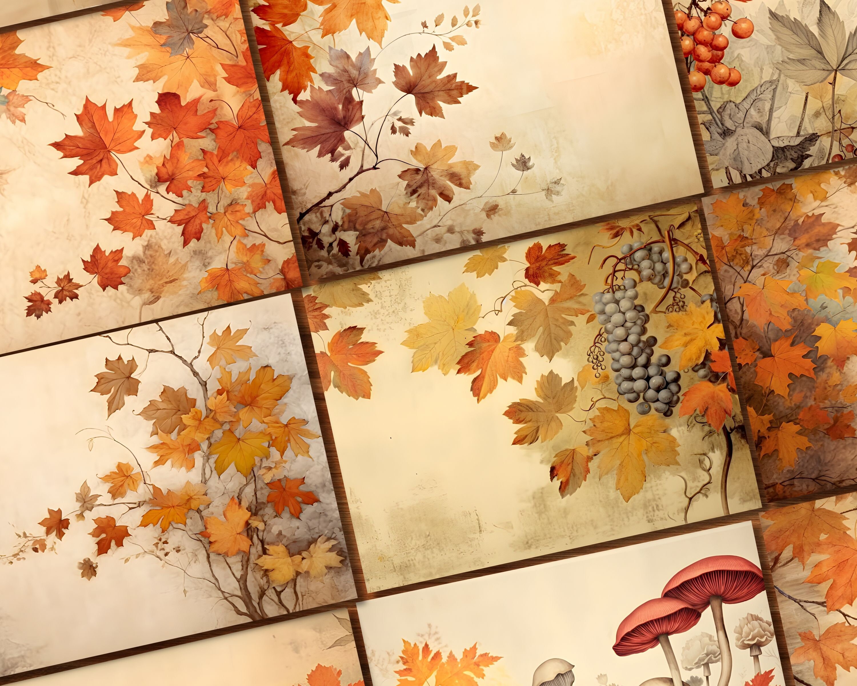 Autumn Junk Journal Pages, Printable Vintage Fall Paper, Digital Orange ...
