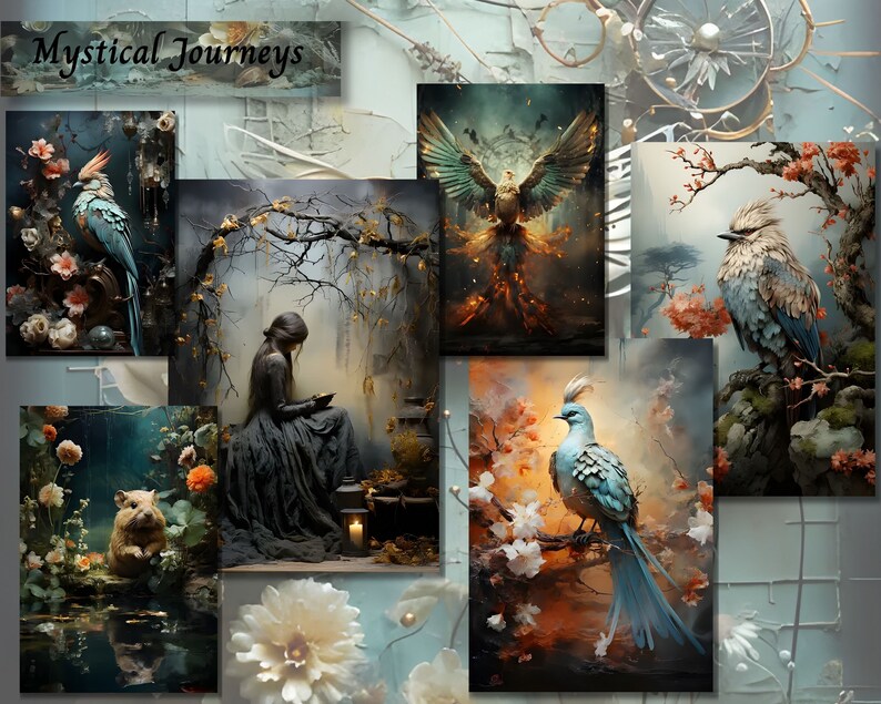 Mythical Creatures Junk Journal Paper JPG, Mythical Ephemera Shabby ...