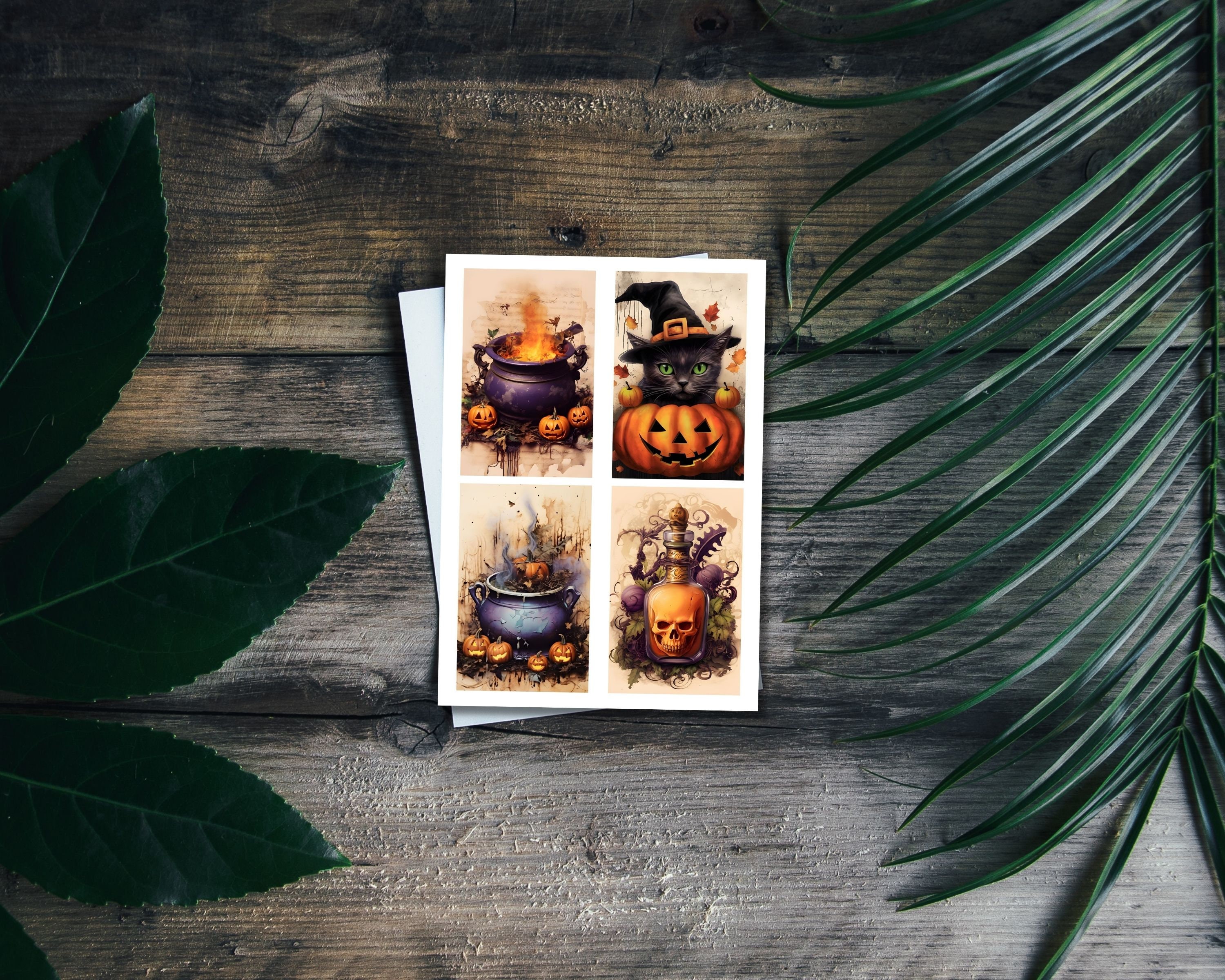Spooky Halloween Junk Journal Pages - Halloween Scene, Mixed Media ...