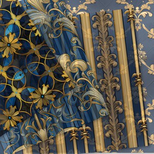Blue and Gold Digital Paper Pack - Watercolor Abstract & Navy Blue Gold ...