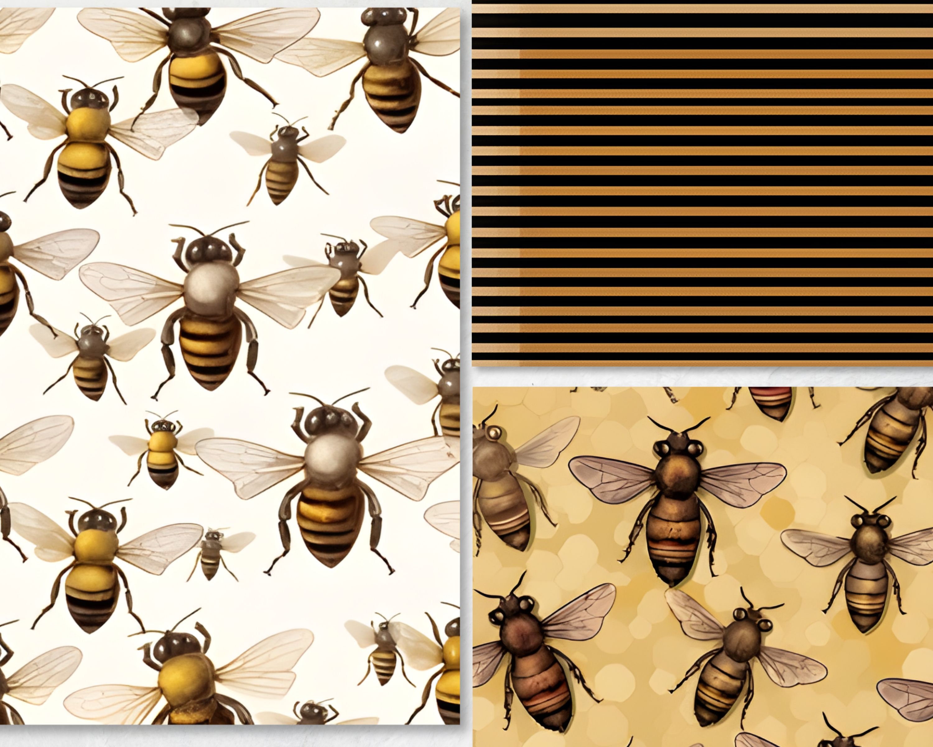 Honey Bee Paper, Bee Digital Pages for Scrapbooking, Junk Journal Kit ...