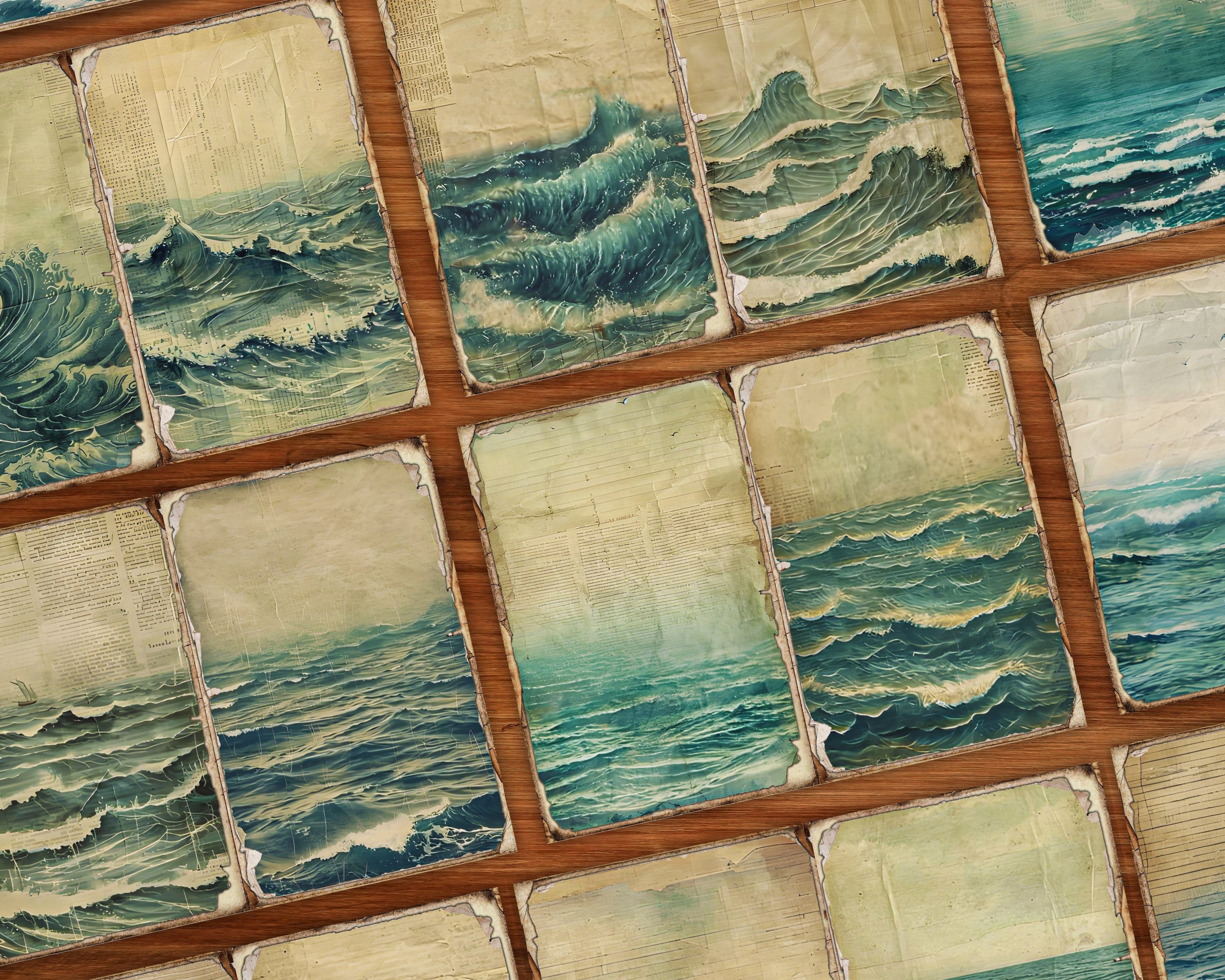 Lined Ocean Junk Journal Kit, Vintage Old Sea Printable Ephemera ...