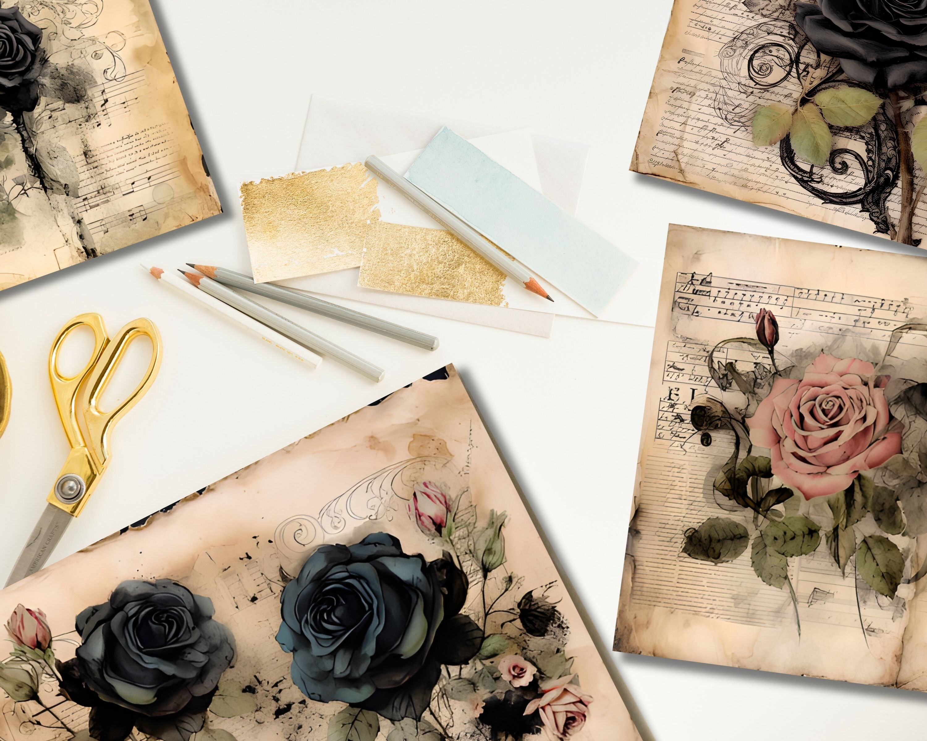 Darkness of Roses Junk Journal Kit, Printable Ephemera, Digital ...