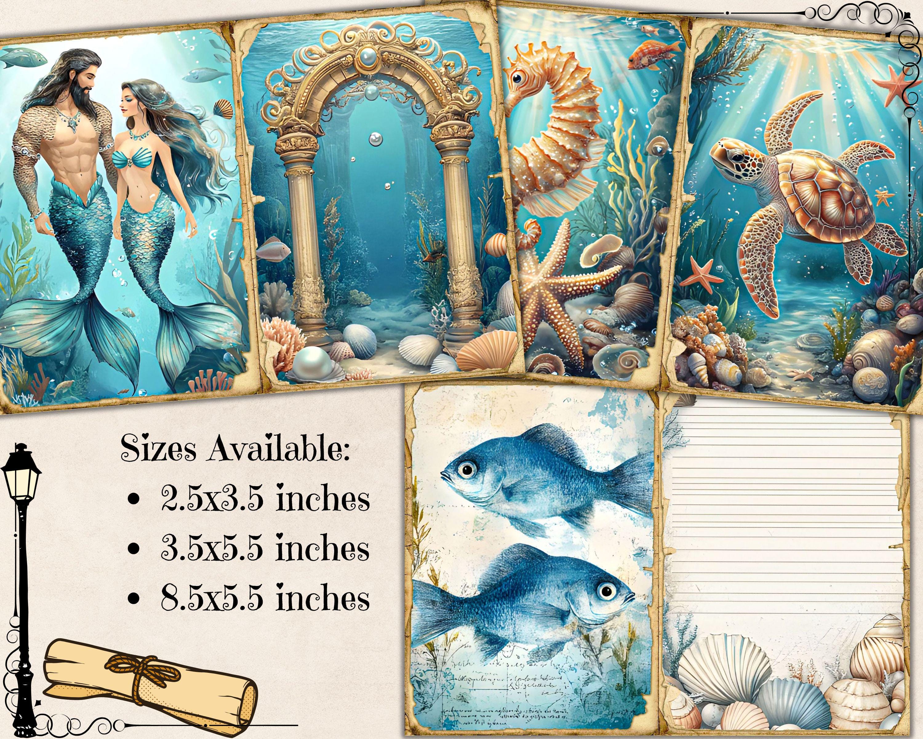 Lost Atlantis Junk Journal Paper, Underwater Printable Ephemera, Ocean ...