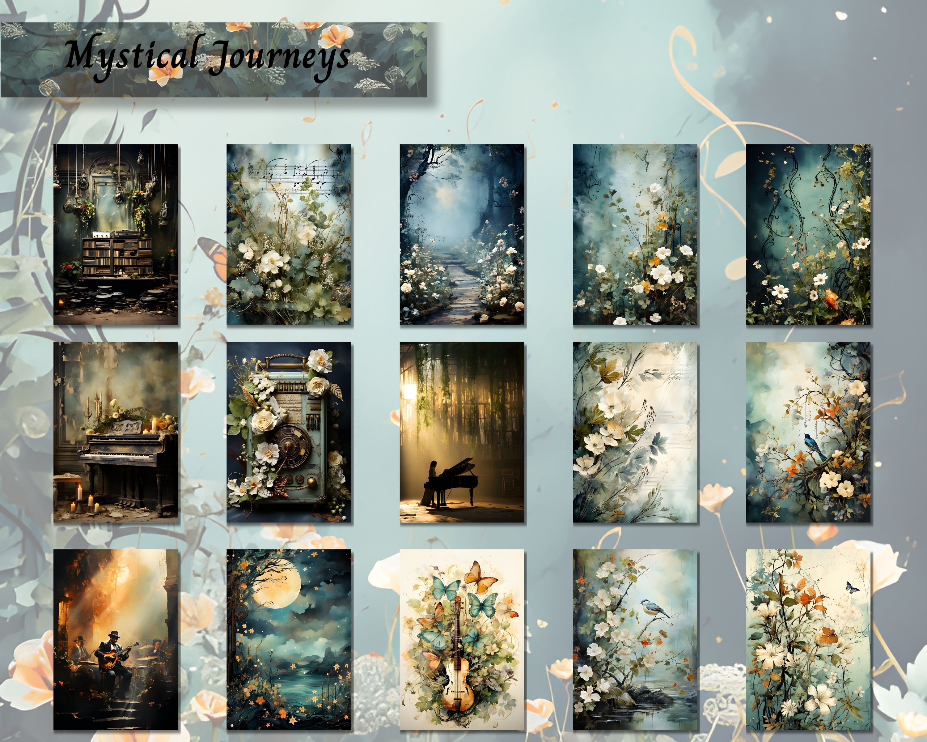 Music Notes Junk Journal Kit JPG, Watercolor Digital Musical Shabby ...