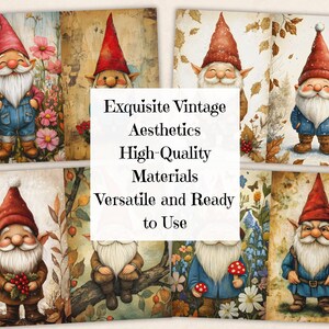 Gnomes Junk Journal Paper, Garden Gnome Printable Ephemera, Vintage ...