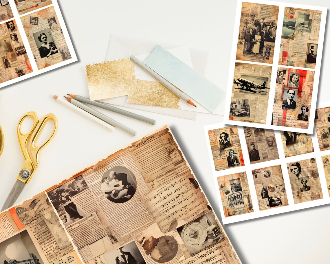 Old Vintage Photos Junk Journal Paper Kit, Old Victorian Printable ...