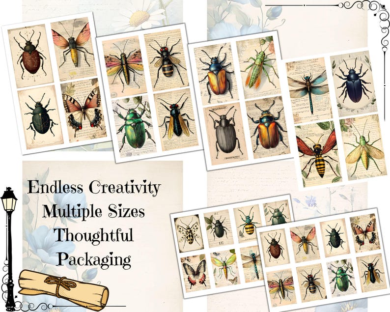 Vintage Insects Junk Journal, Insect Bug Printable Ephemera, Vintage ...