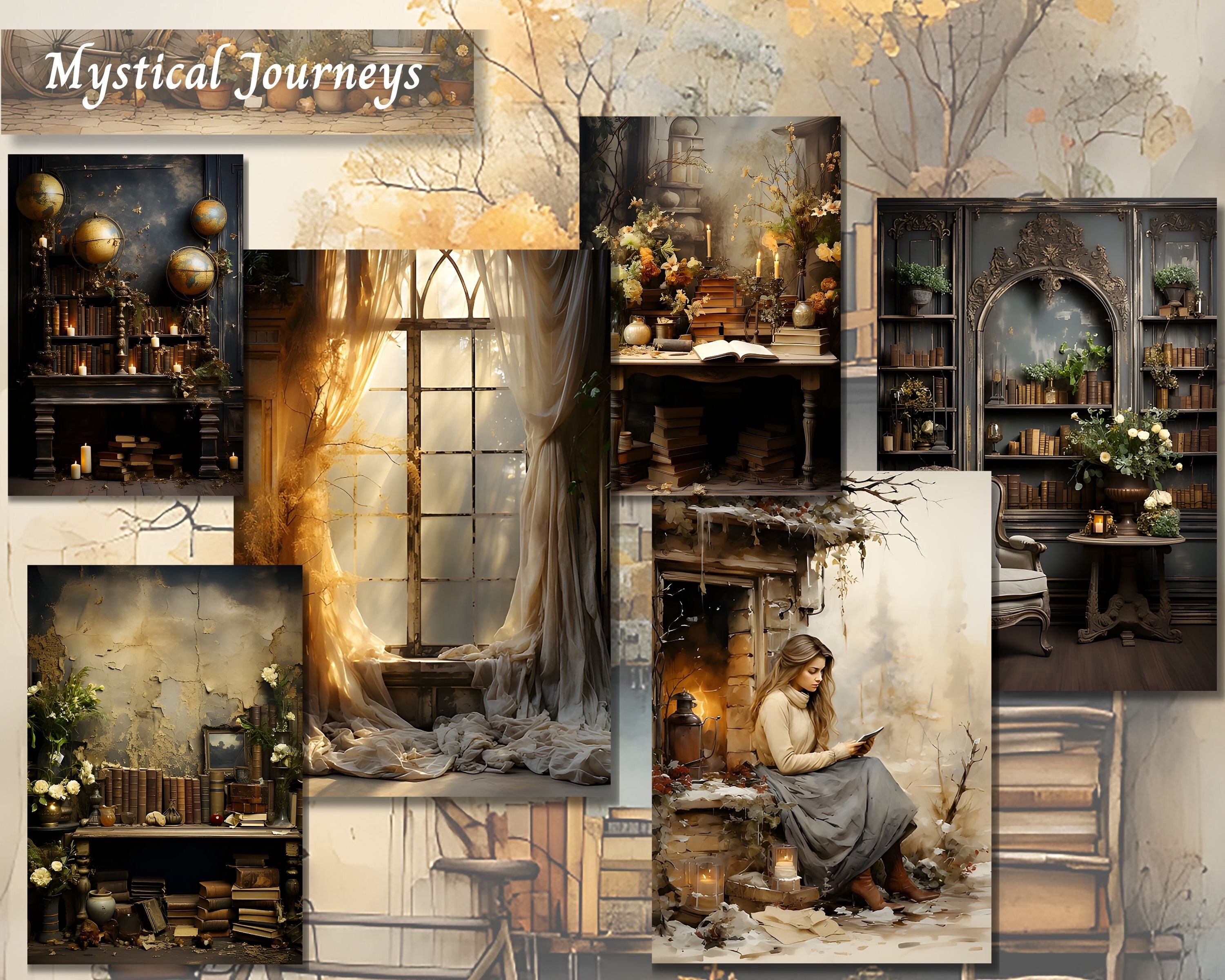 Old Libraries Junk Journal Paper Kit, Homemade Ephemera Journal, Shabby ...