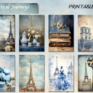 Map of Paris Junk Journal Paper, France Digital Watercolor Printable ...