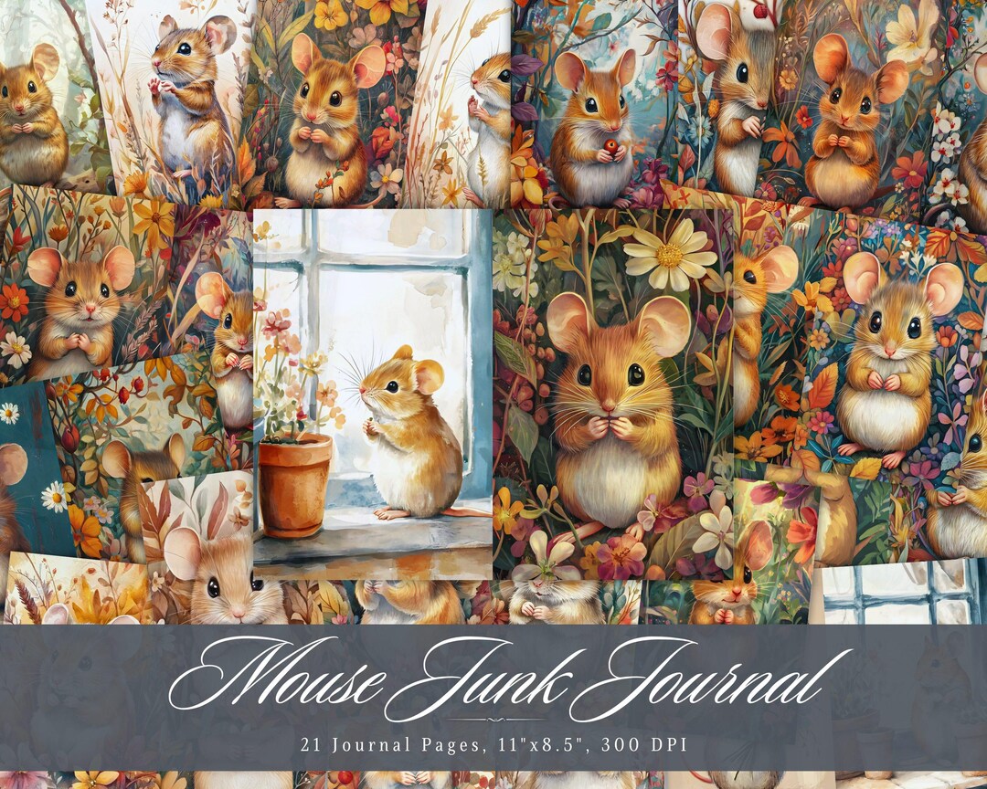 Mouse Junk Journal Paper, Mice Printable Ephemera Pages, Rat Rodent ...