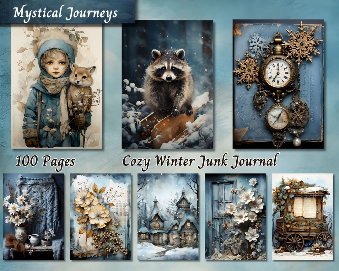 Cozy Winter Junk Journal Paper, Floral Christmas Printable Ephemera ...