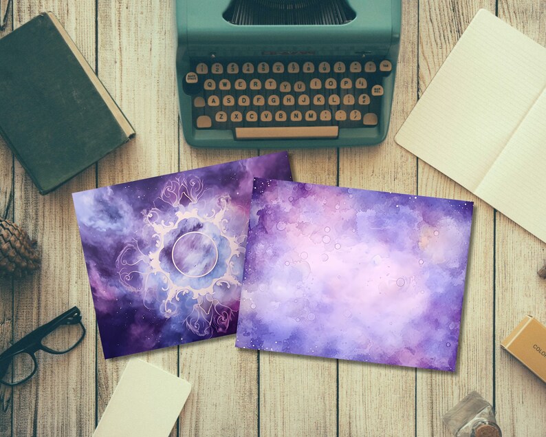 Galaxy Junk Journal Pages: Watercolor Starry Night, Celestial Journal ...