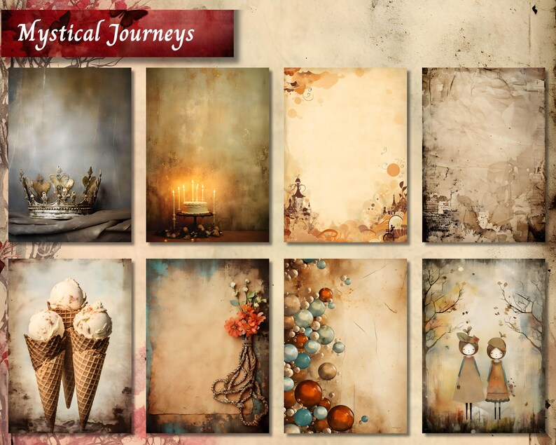 Vintage Junk Journal Kit PNG - Childhood Memories Ephemera for ...