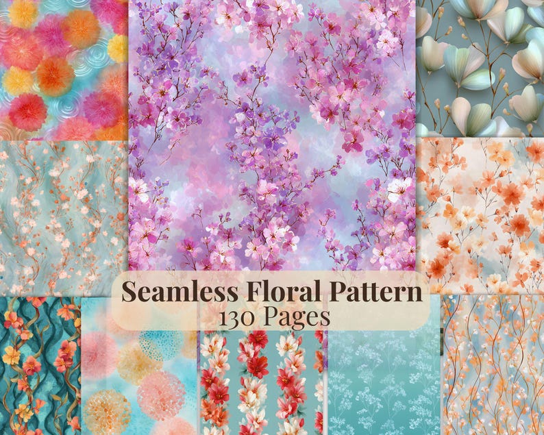 130 Seamless Floral Pattern Junk Journal Pages Printable | Vintage ...