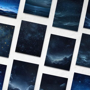 Starry Night Digital Paper, Stars Night Sky Junk Journal, Nebula Galaxy ...