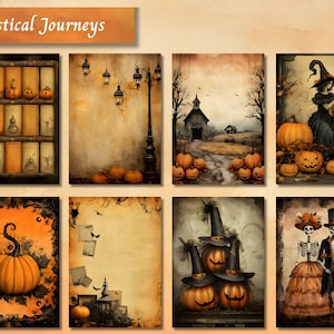 Vintage Halloween Junk Journal Paper, Creepy Pumpkin Printable Ephemera ...