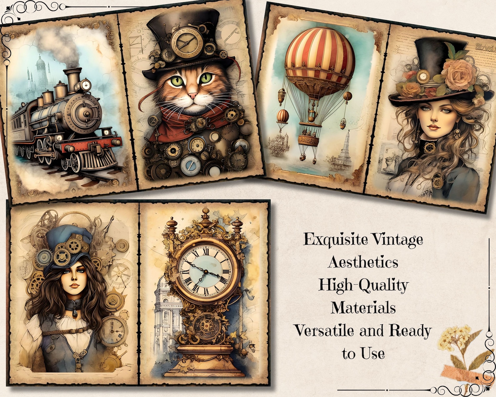 Steam Punk Junk Journal Pages, Vintage Mixed Media, Retro Printable ...