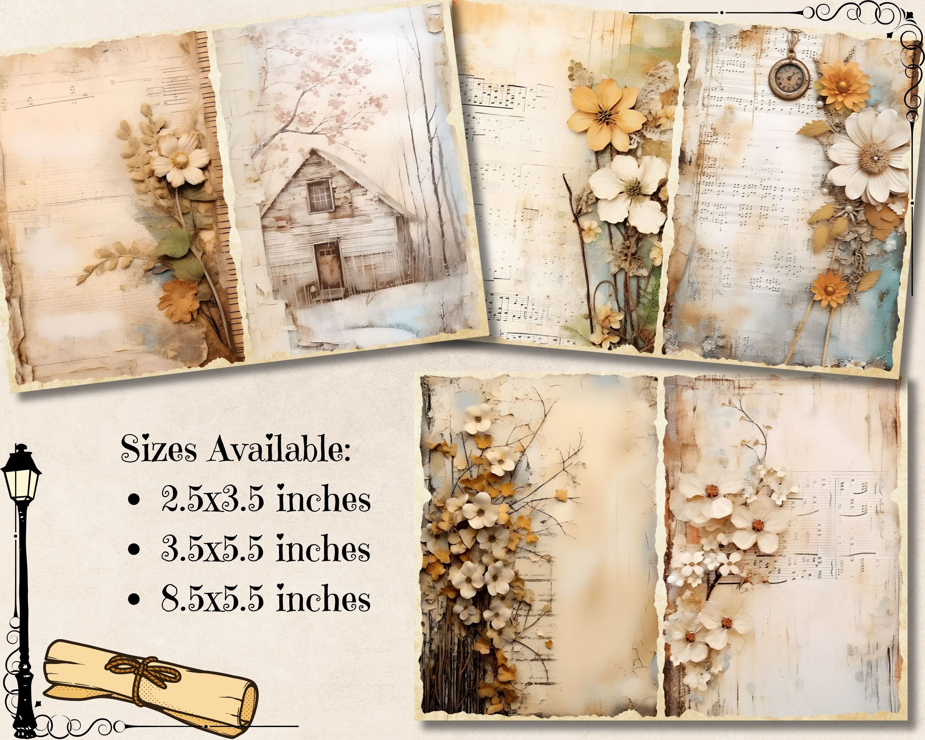 Rustic Style Junk Journal Kit, Printable Ephemera Page, Digital Mixed ...