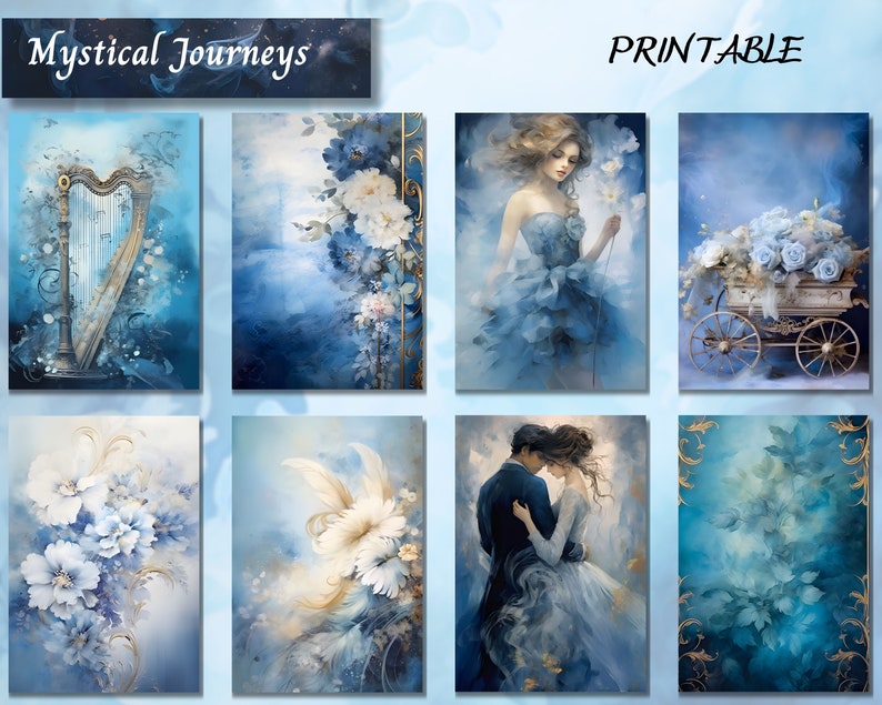 Blue Journal Paper, Shabby Chic Printable Watercolor Journal Pages ...