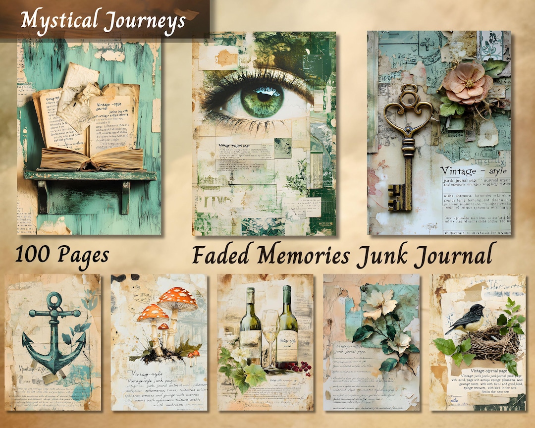 Faded Memories Junk Journal Paper, Vintage Printable Ephemera Page, Old ...