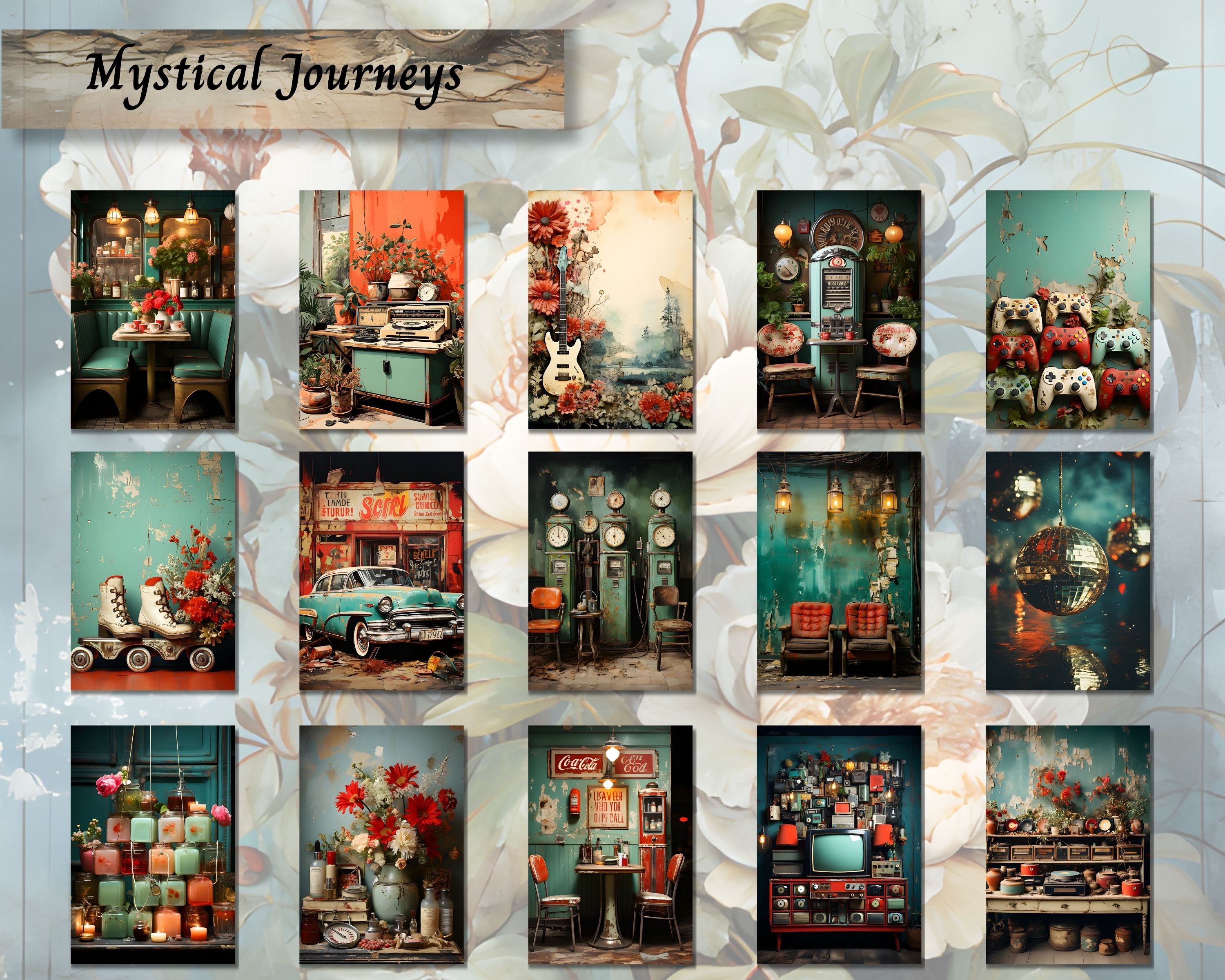Retro Vibes Junk Journal Kit Paper, Shabby Chic Digital Vintage ...