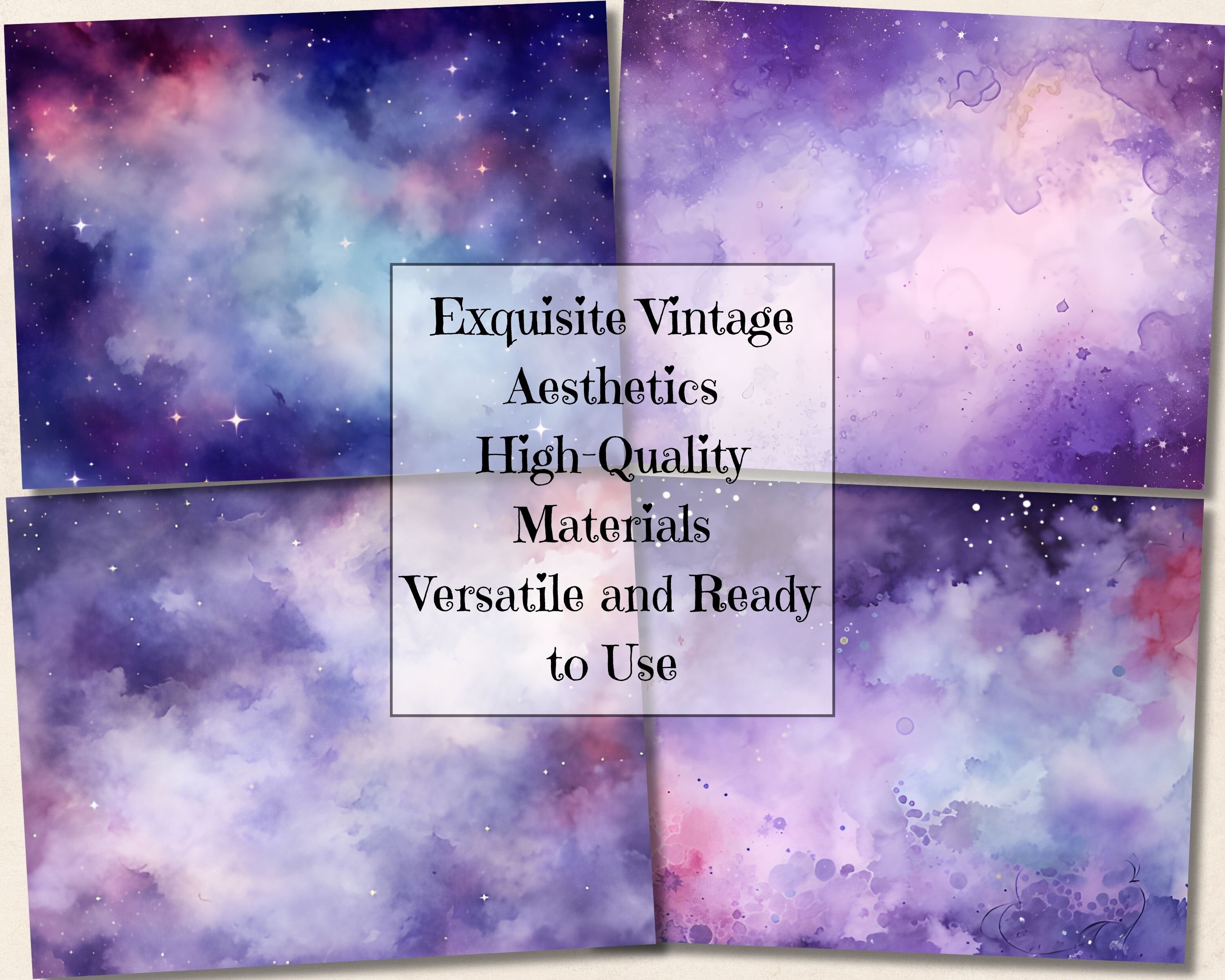 Galaxy Junk Journal Pages: Watercolor Starry Night, Celestial Journal ...