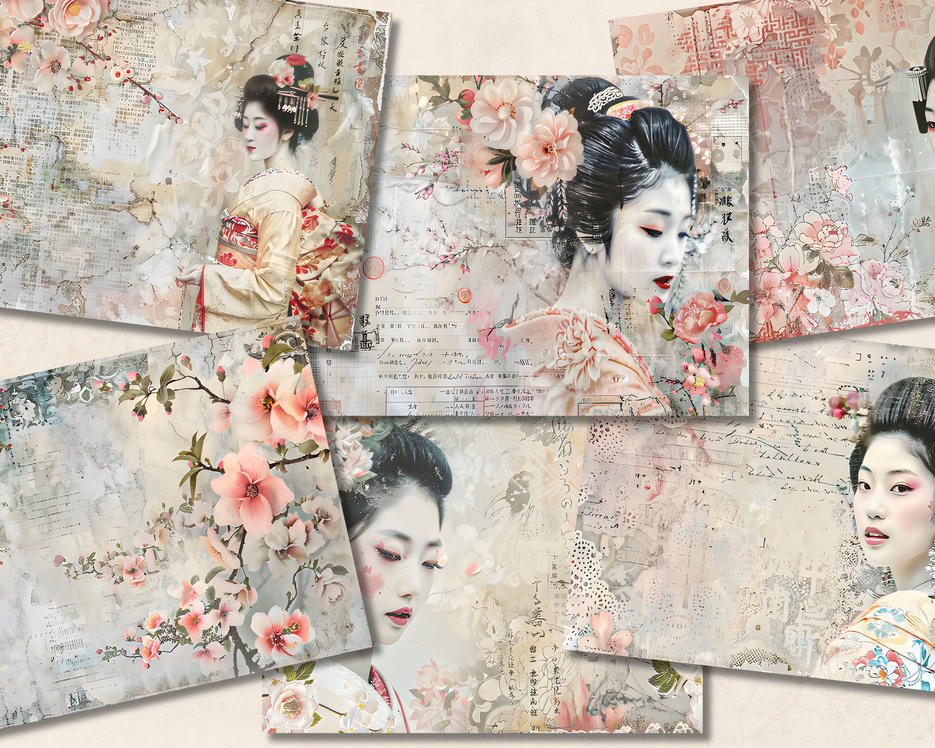 Japanese Junk Journal Pages, Vintage Japan Sakura Printable Ephemera ...